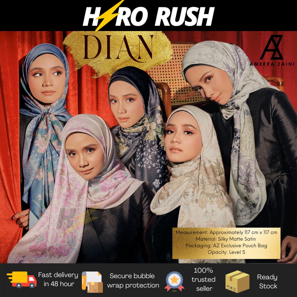 [ AZ DIAN ] by Ameera Zaini Premium Silky Matte Satin Tudung Bawal For ...