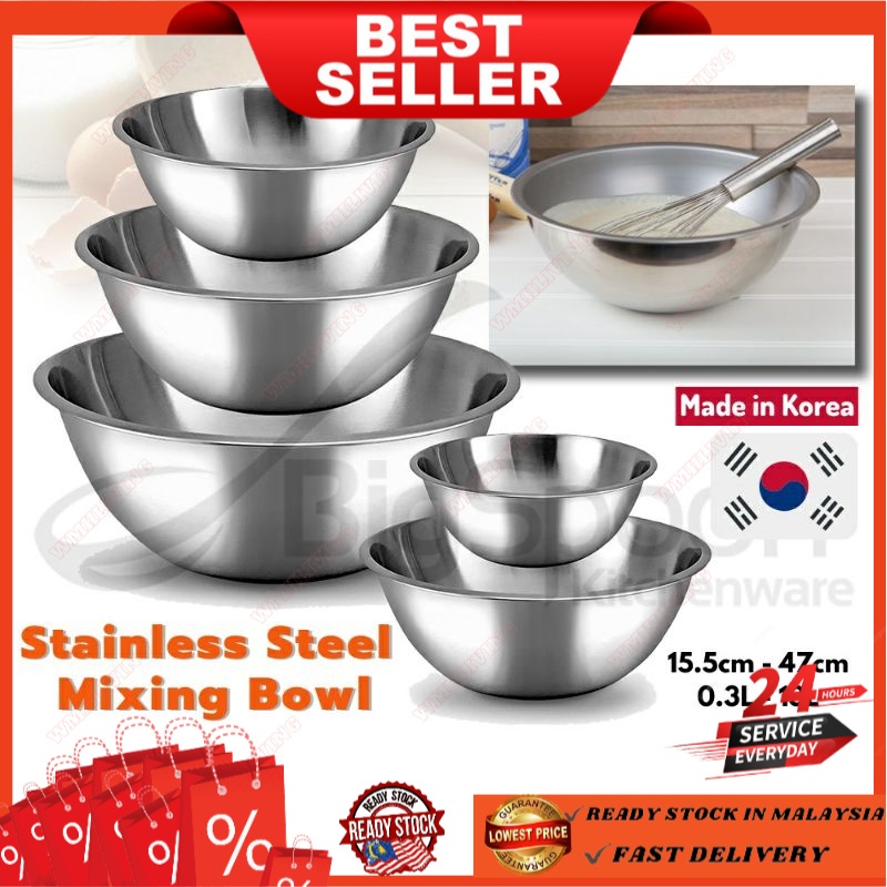 🔥Ready Stock🔥 100% Stainless Steel Mixing Bowl 18/24/28/34/38 cm ...