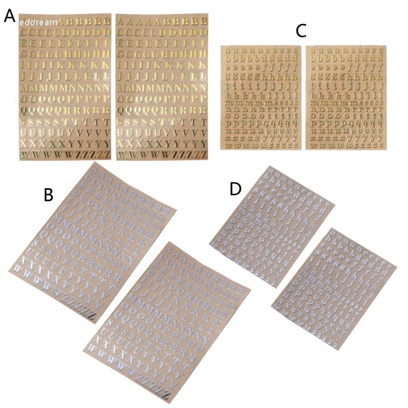 REDD 2 Sheets Metal Alphabet Stickers Uppercase Letter Lower Case ...