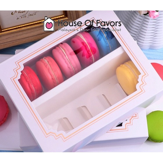 25pcs Macaron Box with Transparent Window (fit 10pcs Macaroon) Kotak ...