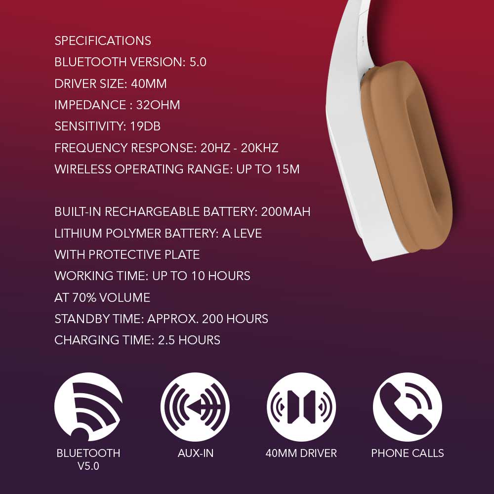 SonicGear Airphone 7 Bluetooth Headphones With Mic, 10 Hours Playtime ...