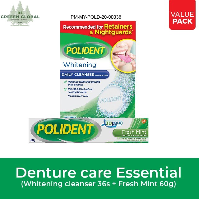 Polident Denture & Retainer Whitening Cleanser (36's) + False Teeth ...