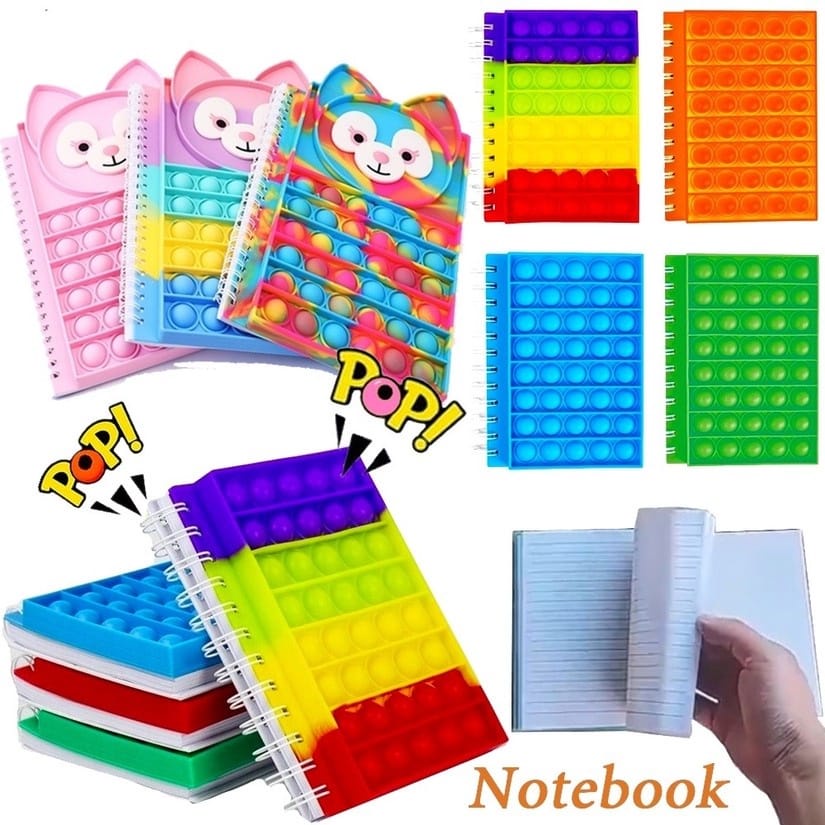 12 Designs Colour X Pop It Fidget Toy bubble Notebook book books buku ...