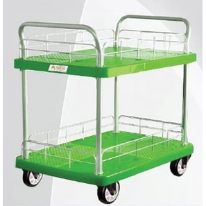 TAHAN TWO TIER PVC PLATFORM HAND TRUCK | 2 TIER PVC TROLLEY | Shopee ...