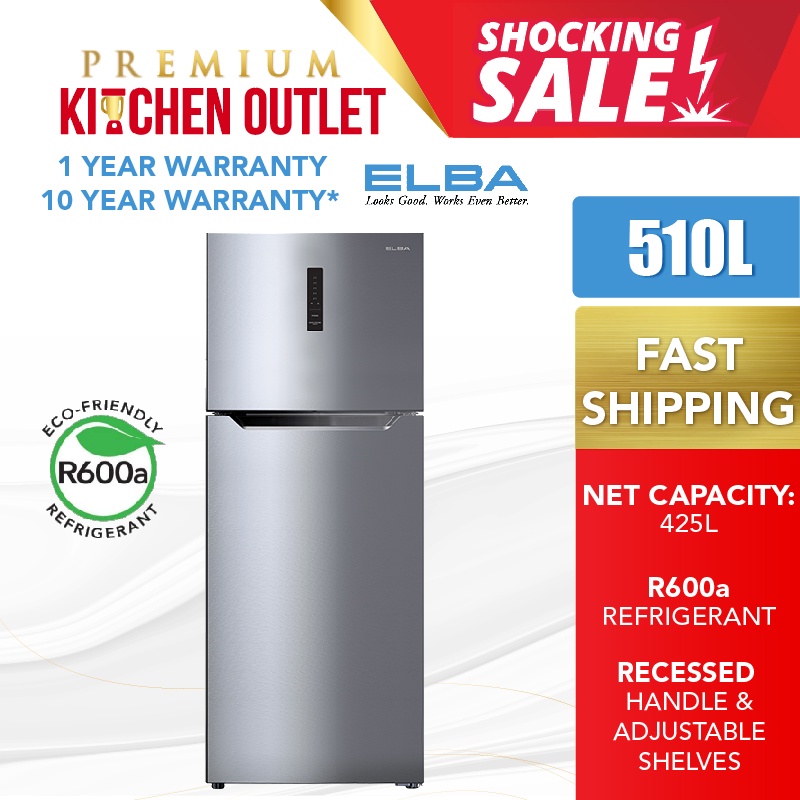 Elba Italy 510L 2-Door Refrigerator Ultimo ER-G5143D(SV) | Fridge ...