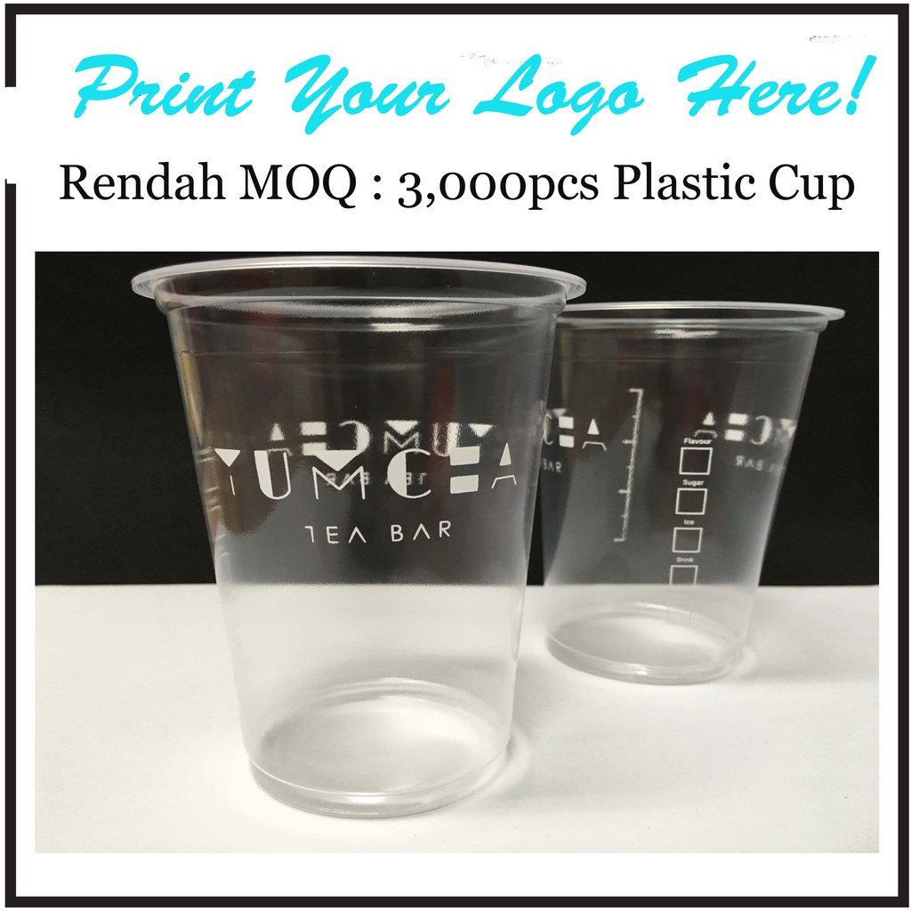 3ctn 3,000pcs Cetak Logo Cawan Plastik Plastic Cup Logo Printed by ...