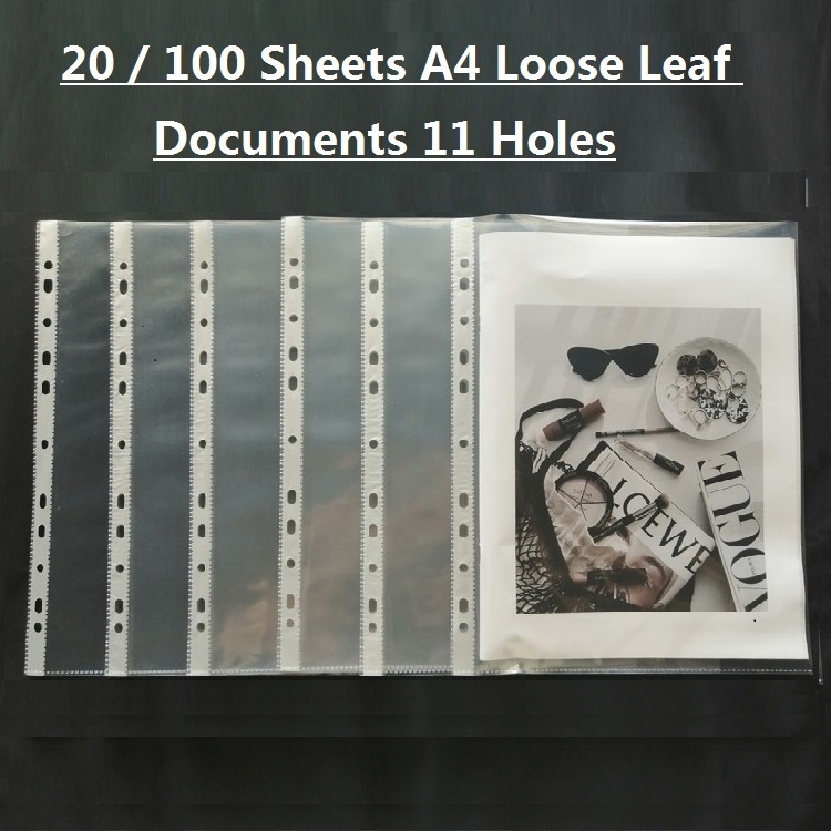 【TS】A4 Sheet Protector 11 Hole Loose Leaf Clear Folder Transparent ...