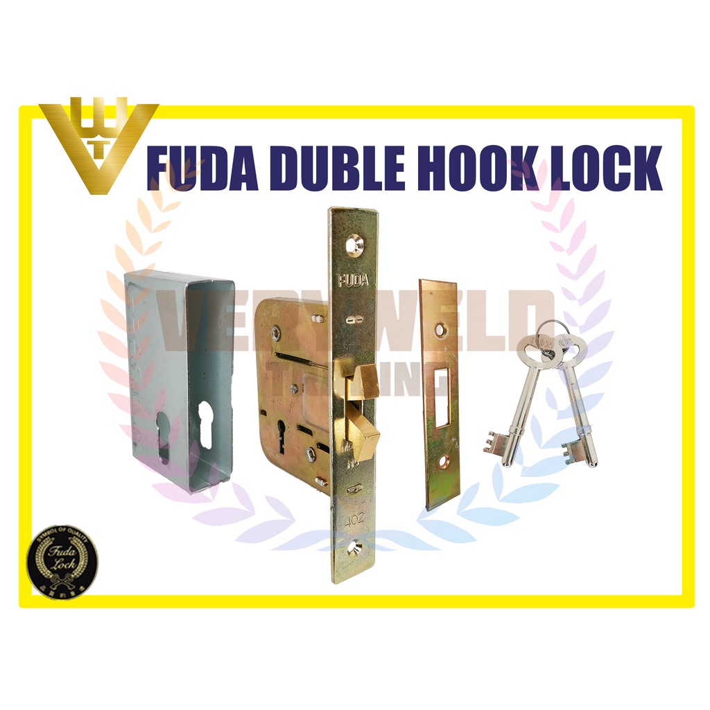 VERYWELD FUDA 402 KUNCI CANGKUK PINTU / Grill Door Double Hook Lock ...