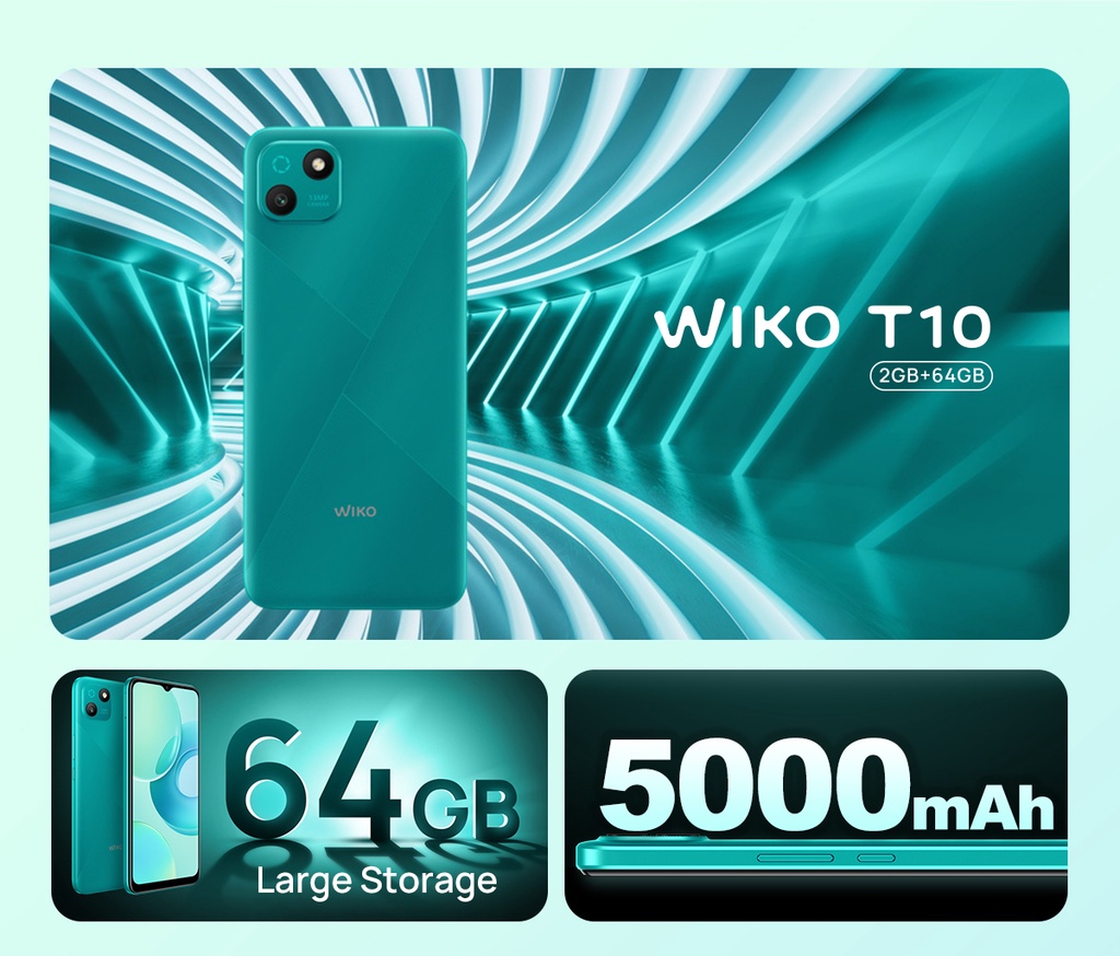 WIKO T10 Smartphone [2GB RAM 64GB ROM] | 5000mAh Mega Battery 6.5 ...