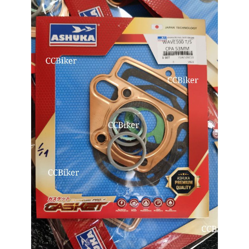 ASHUKA Gasket Top Set (COPPER) 53mm 55mm 56mm 57mm EX5 DREAM /WAVE100 ...