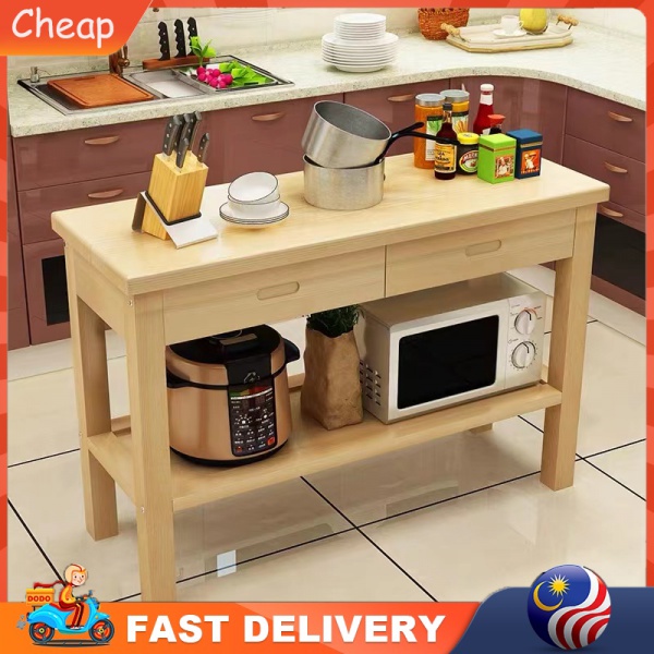 solid wood kitchen cutting table with drawers kitchen work table small ...
