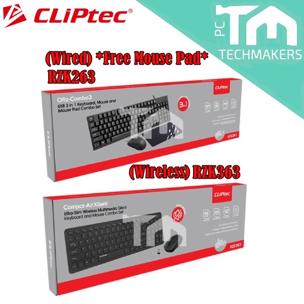 CLiptec Wireless/Wired Keyboard and Optical Mouse Combo Set (ORIGINAL ...