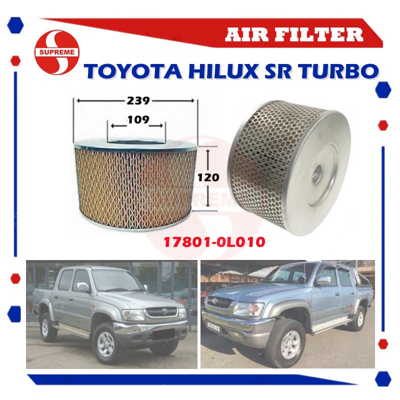 S2U Air Filter Toyota Hilux 2.5 SR Turbo 17801-0L010 A-1500 Penapis ...
