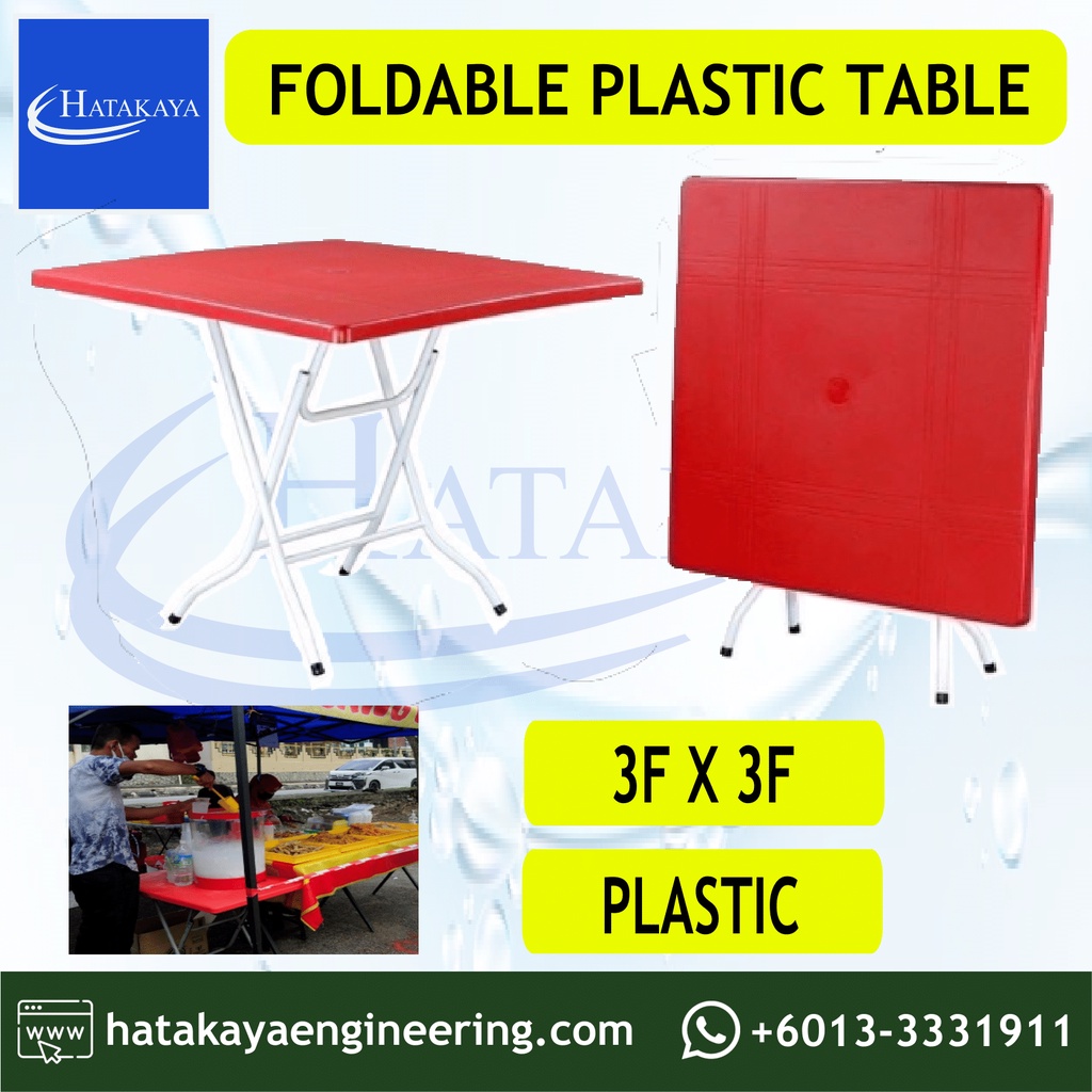 HTKY Foldable Plastic Table 3'x3' or 2’x3’ RED/white/blue Mamak ...