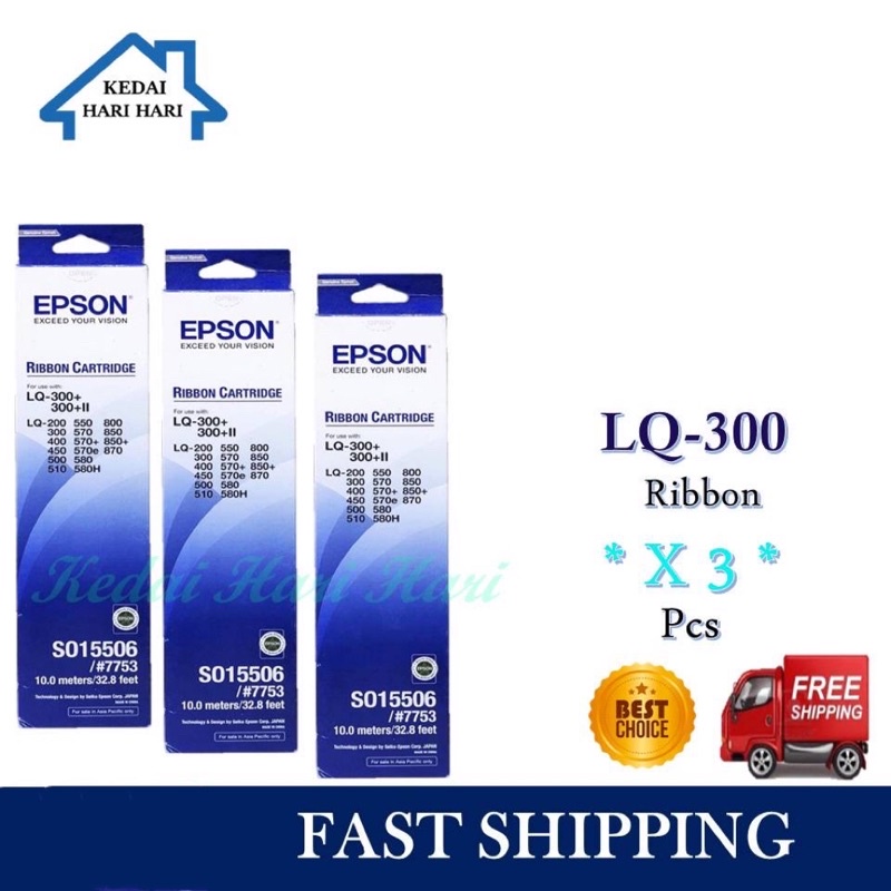 * 3 UNITS * Epson LQ300 / 300+ II Ribbon Cartridge ( S015506 / #7753 ...