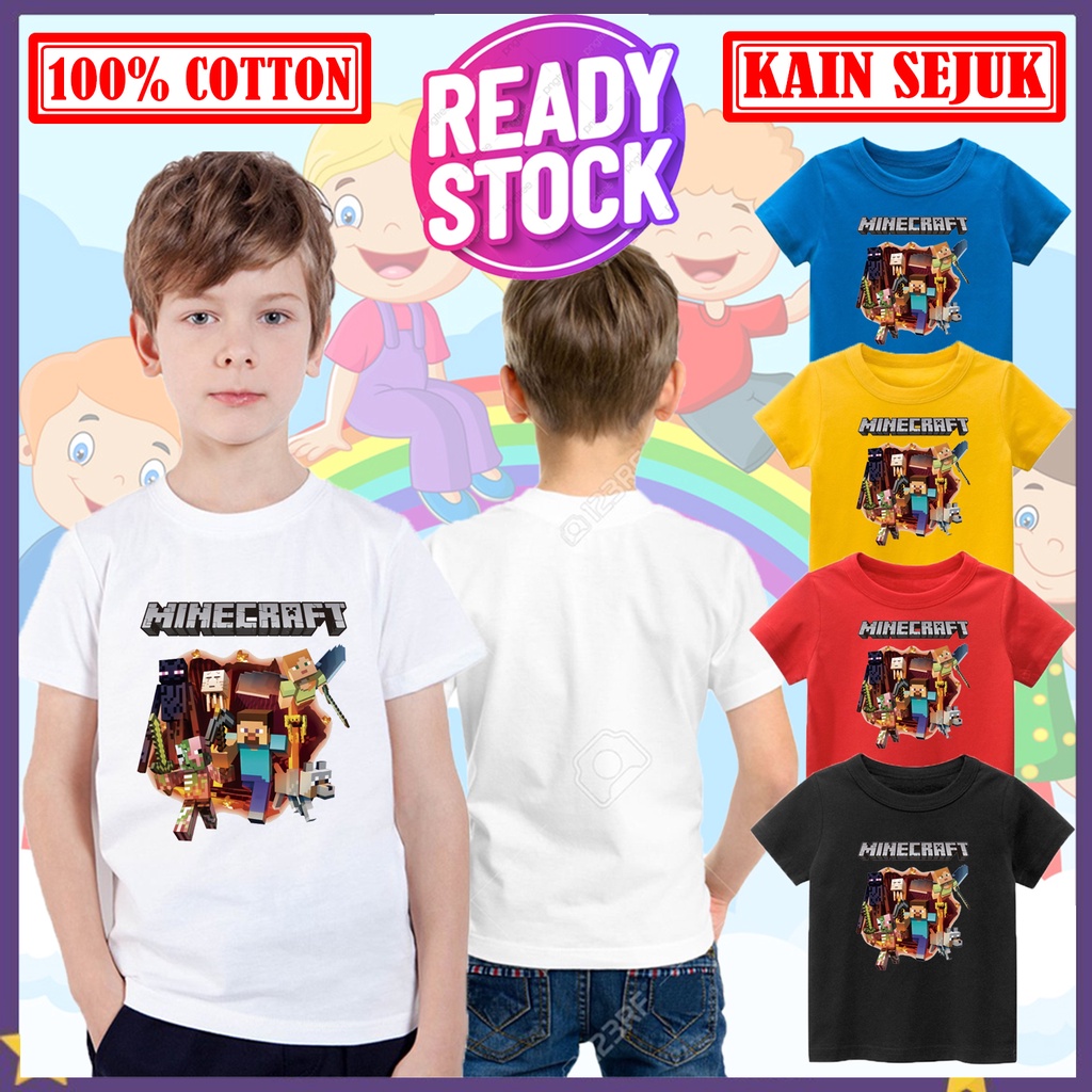 🔥Premium Cotton🔥 Minecraft Baju Kanak Kanak Lelaki 100% Cotton Baju ...