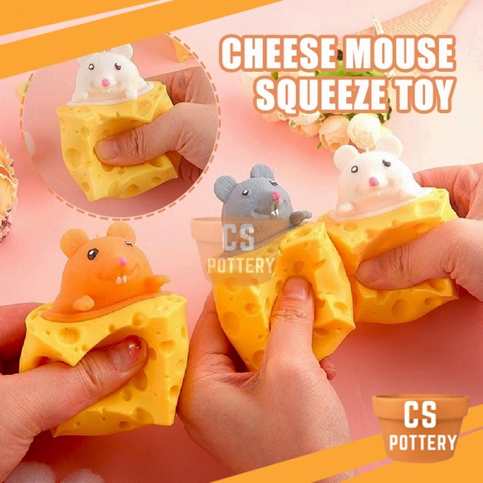 Cute Cheese Mouse Squeeze Toy Stress Relief Squishy Toy Fidget Soft ...