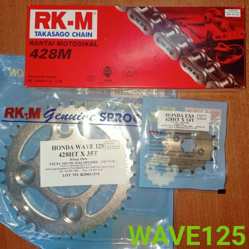 RKM SPROCKET SET 428 HONDA WAVE125 WAVE110 WAVE100R DASH FUTURE ALPHA ...