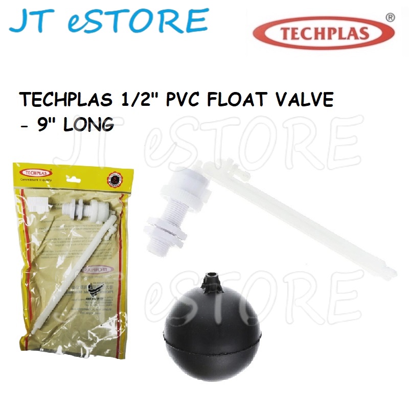 [JT eSTORE] TECHPLAS Toilet PVC Float Valve 9'' & 15mm Poly Black Ball ...