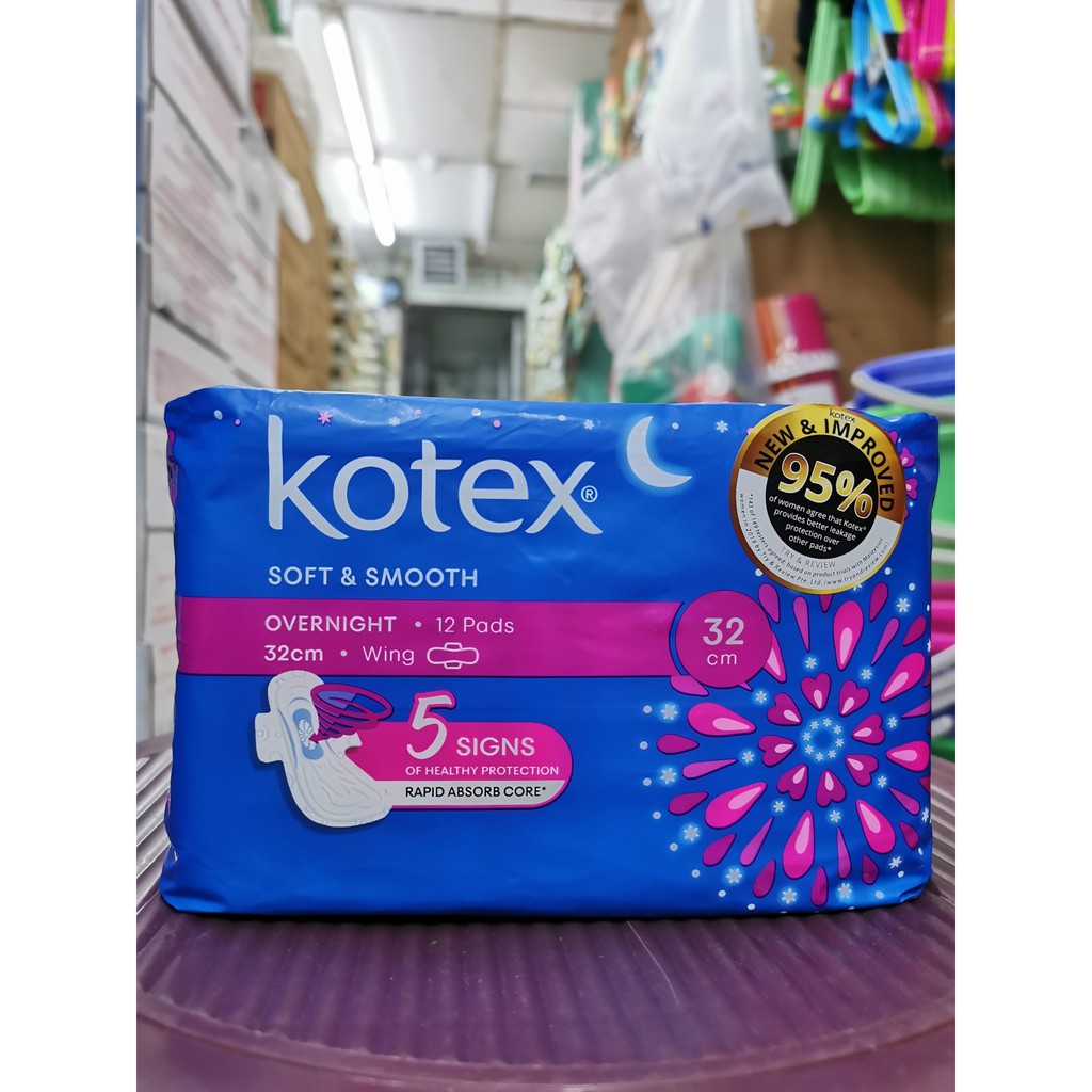 Kotex Soft&Smooth Overnight with Wing (32cm)(12 pads) / (32cm) (2 x ...