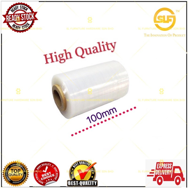 SLF Baby Roll Transparent Black Stretch Film/Plastic Wrapping Film Plastik Balut - 100mm x 220g ...