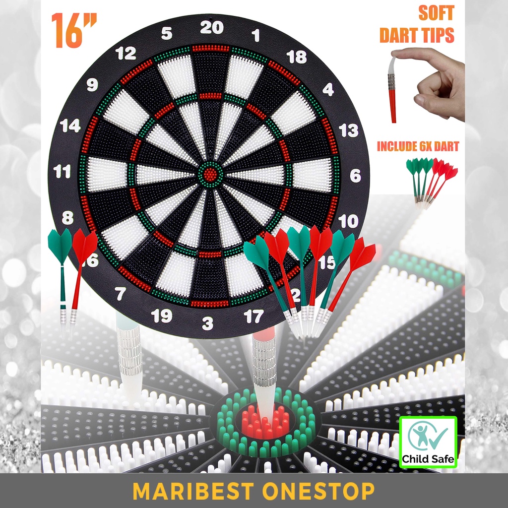 DART SET GAME WITH 6 DARTS SOFT TIP SET DART BOARD FOR ADULTS OR KIDS ...