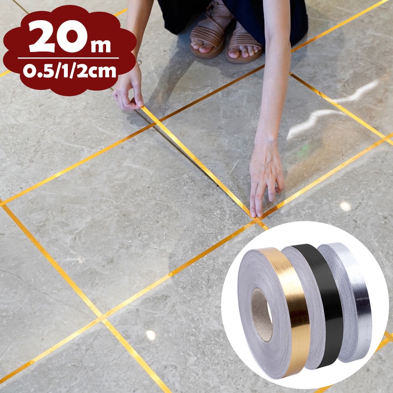 20M/Roll Ceramic Tile Mildewproof Gap Tape Decor Gold Silver Black Self ...