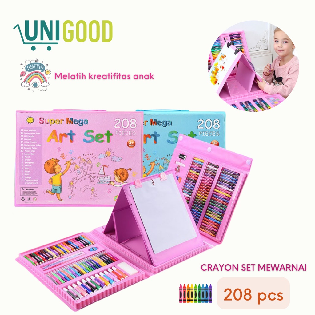 Unigood - Crayon Set 208pcs Drawing Tools For Kids Coloring Pencils ...