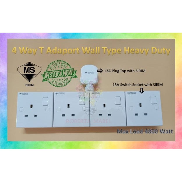 heavy duty 3 Gang / 4 Gang Extention Socket Wall Socket Adaport ...