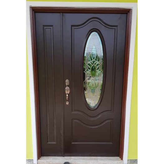 Pintu Kayu Cermin Depan Rumah Solid Wooden Door Tempered Glass Factory ...