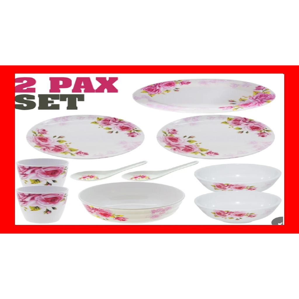 Rose Pattern Melamine Kitchen Dining Tableware Set 1 [ 10 Pcs / 20 Pcs ...