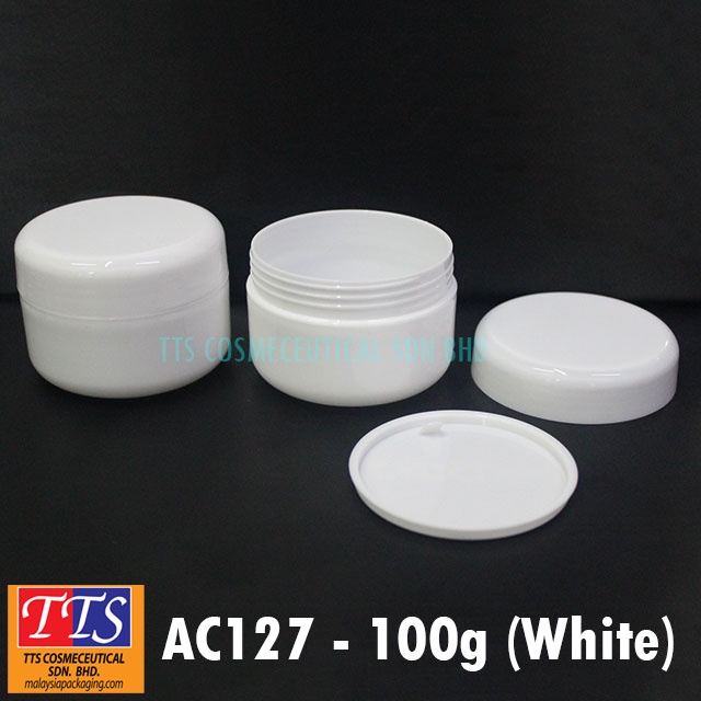100g White Round Plastic Cosmetic Container Cream Jar Bekas Kosmetik ...