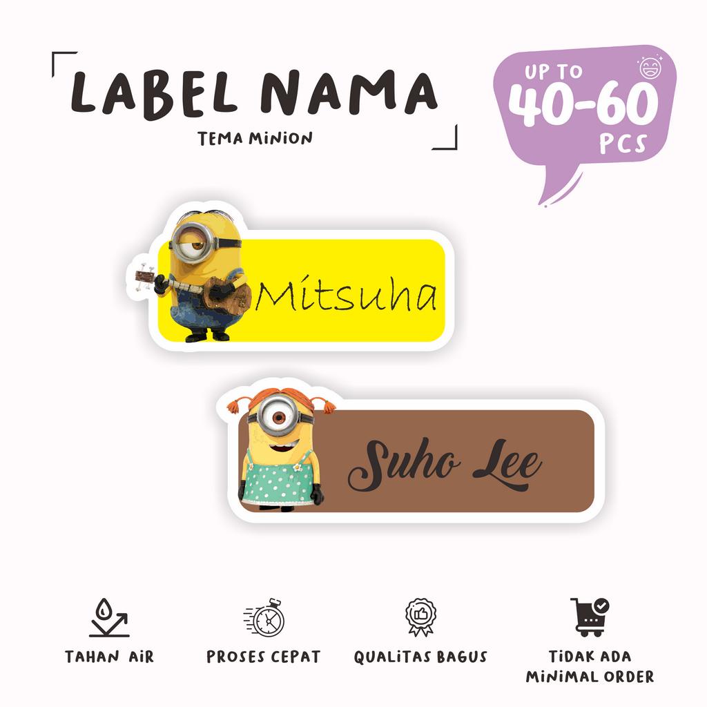 (40-60 Pcs) MINION Theme Name label/Waterproof/Can custom Name | Shopee ...