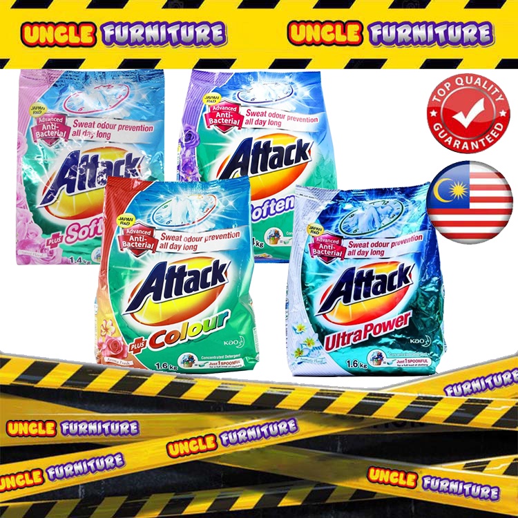 Attack Detergent Powder Plus Softener Sabun Serbuk 1.4kg/1.6kg for Laundry Ultra Power ...