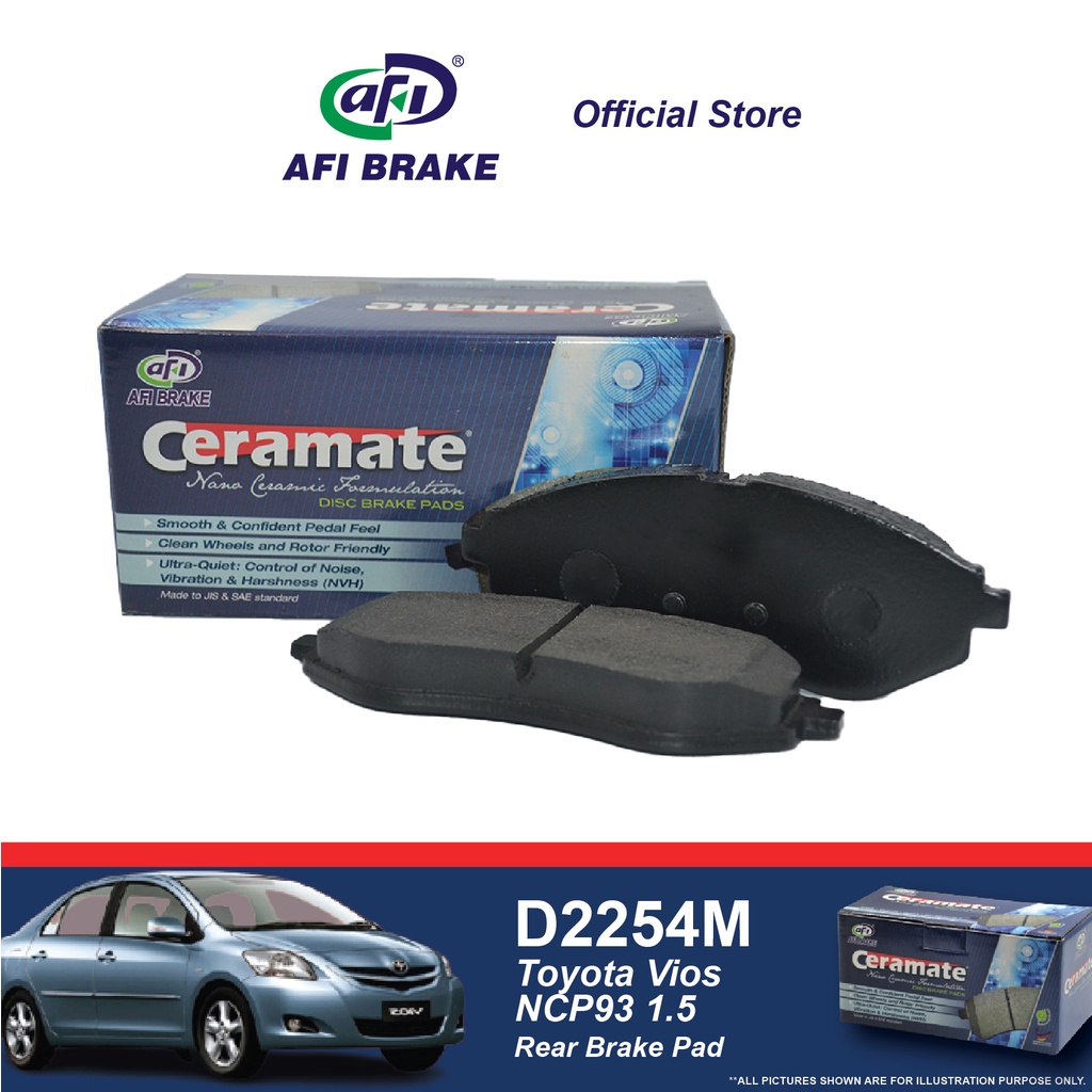 Ceramate Rear Brake Pad - Toyota Vios NCP93 1.5 - D2254M (1set ...
