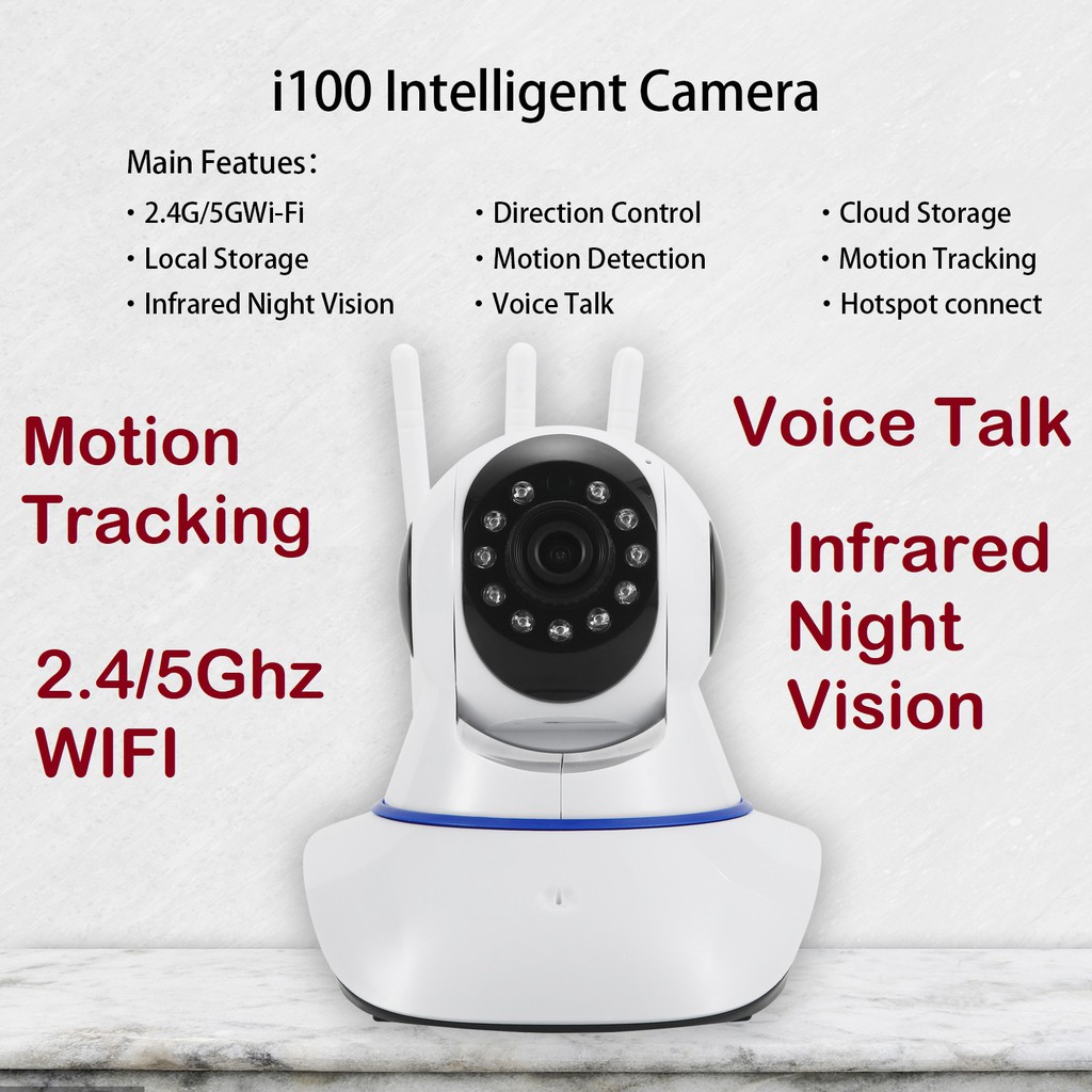 Ready Stock i100 Intelligent WiFi IP Camera 2.4/5Ghz WIFI CCTV Home ...
