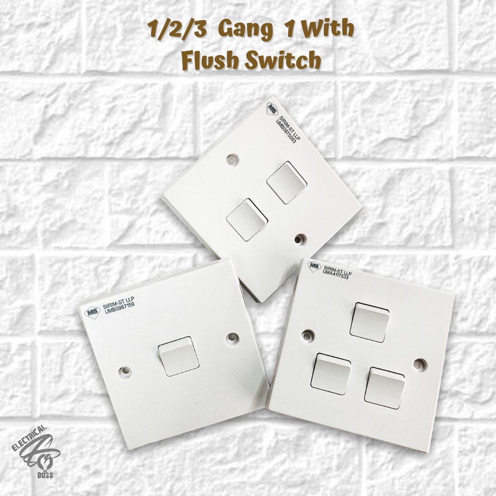UMS 1/2/3 Gang 1 Way Flush Switch,10A X 250V (211-1W) / (221-1W) / (231 ...
