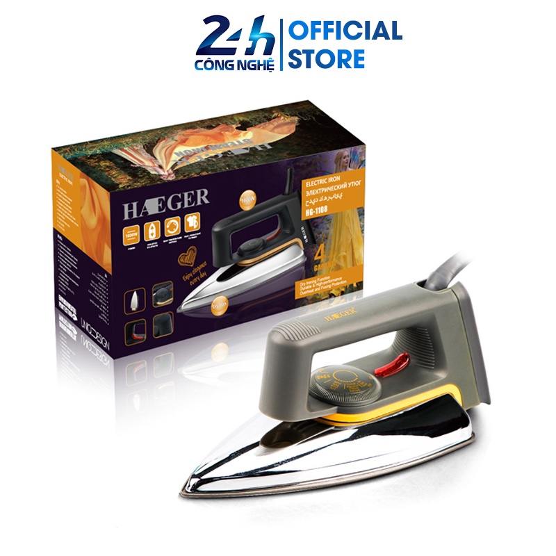 Raf HAEGER HG-1108 DRY IRON, CONVENIENT HIGH QUALITY STEEL BASE, AUTOMATIC ON/OFF CONNECTION ...
