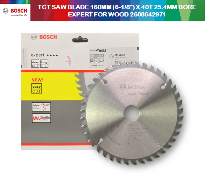 BOSCH EXPERT FOR WOOD TCT SAW BLADE 160MM (6-1/8") X 40T 25.4MM BORE ...