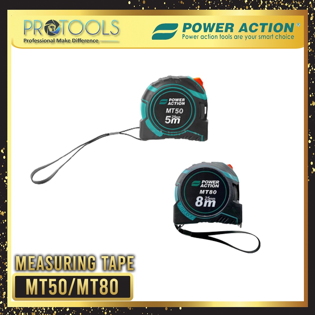 Power Action 5m/8m Self Lock Measure Tape MT50 (5 Meter) / MT80 (8 ...