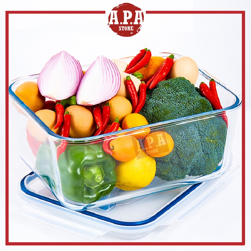 APA Glass Food Container Transparent Microwave Oven Kitchen Leakproof ...