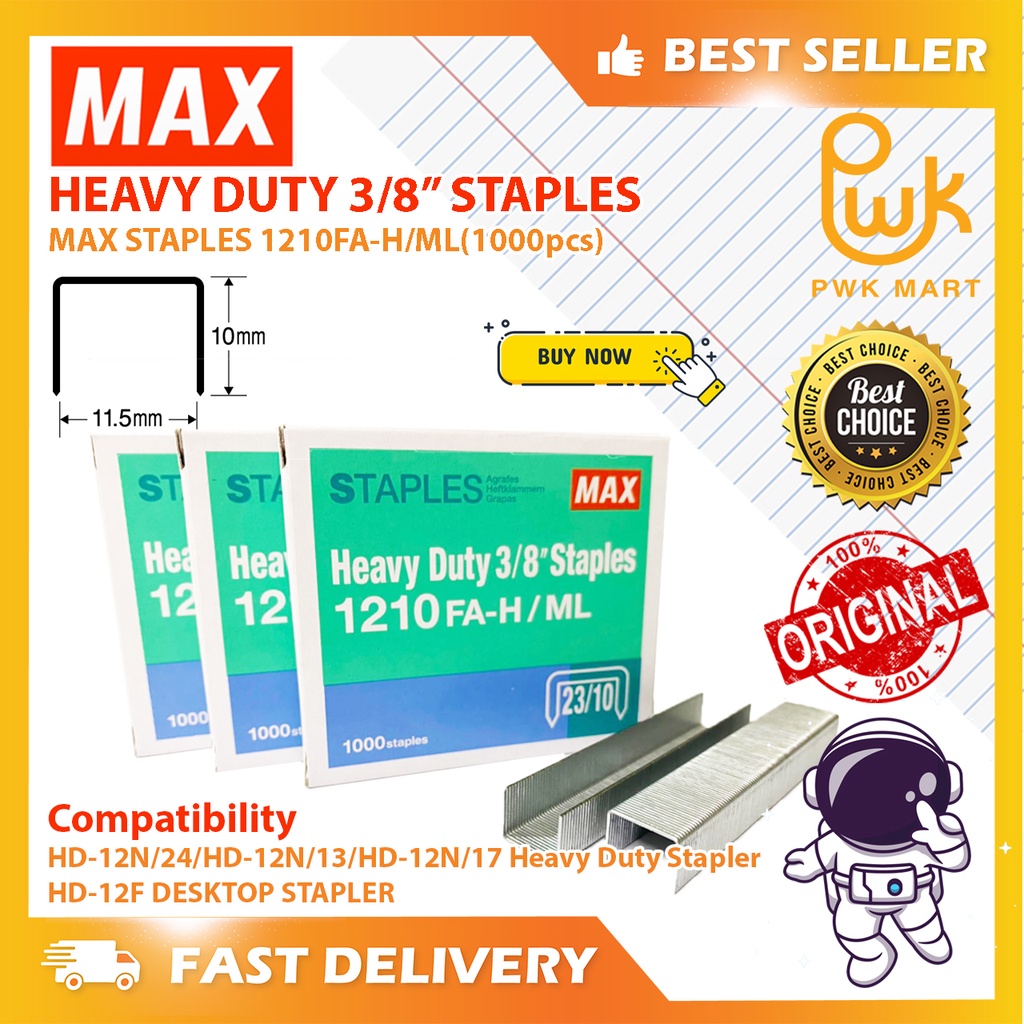 MAX STAPLES 1210FA-H (1BOX/1000PCS) HEAVY DUTY | Shopee Malaysia