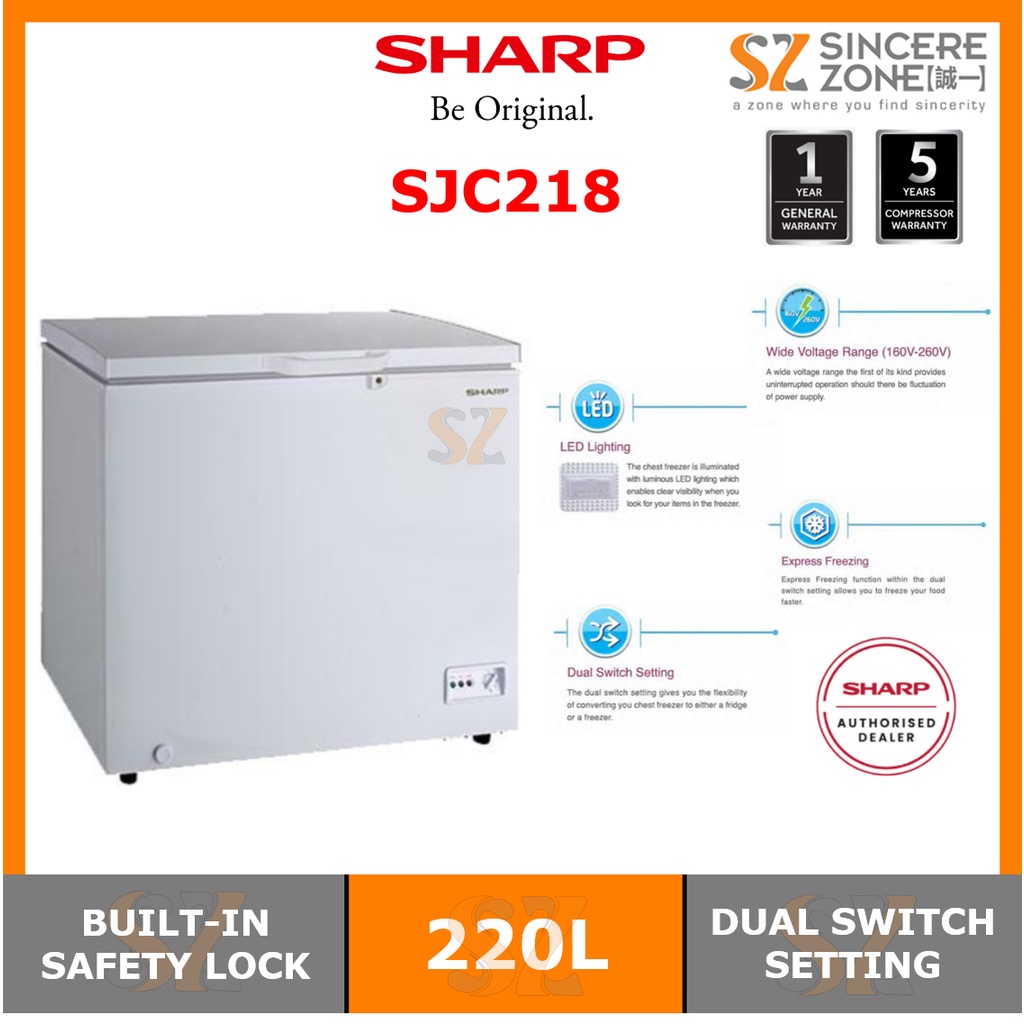 SHARP SJC218 220L CHEST FREEZER (DUAL MODE = FREEZER / FRIDGE) | Shopee ...