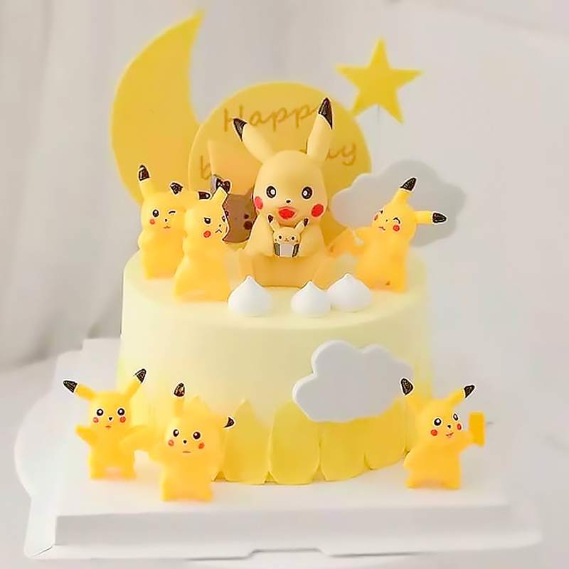 6pcs/Set Pikachu Cake Decorating Set Cute Kids Birthday Cake Decorating ...