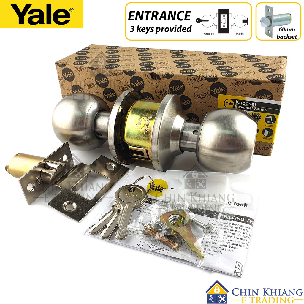 Yale 4147 Entrance Cylindrical Door Knob Set US32D Satin Stainless Steel US11 Antique Copper US5 ...