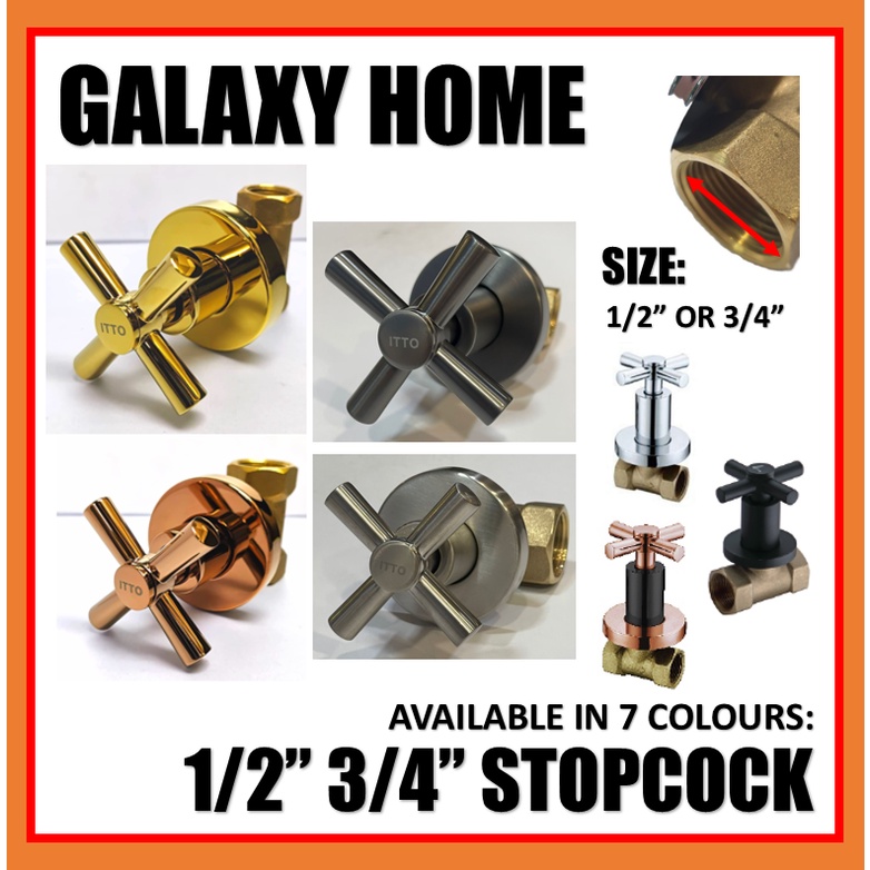 HIGH QUALITY FULL TURN CONCEALED STOP COCK STOPCOCK [GOLD / Rose Gold ...