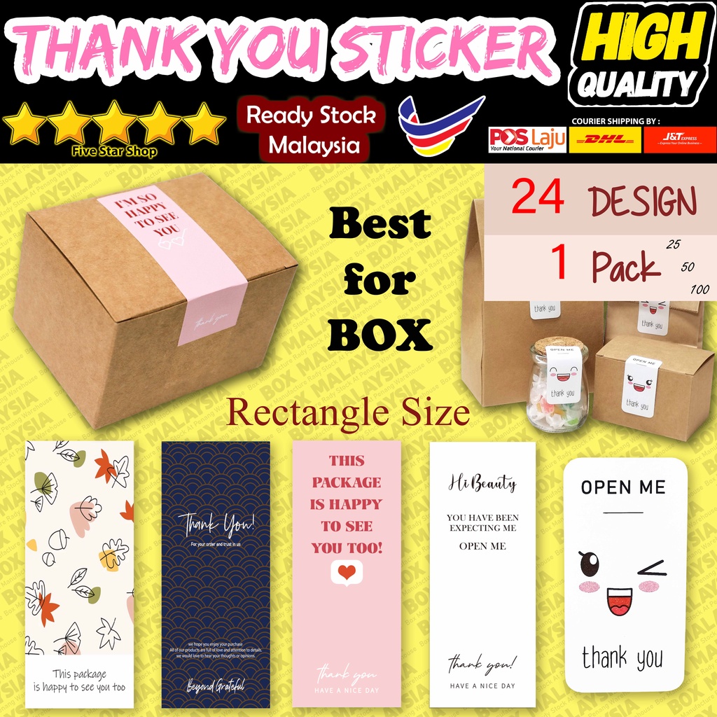 (Clearance) 25/50pcs Sticker Penutup Thank You For Your Purchase ...