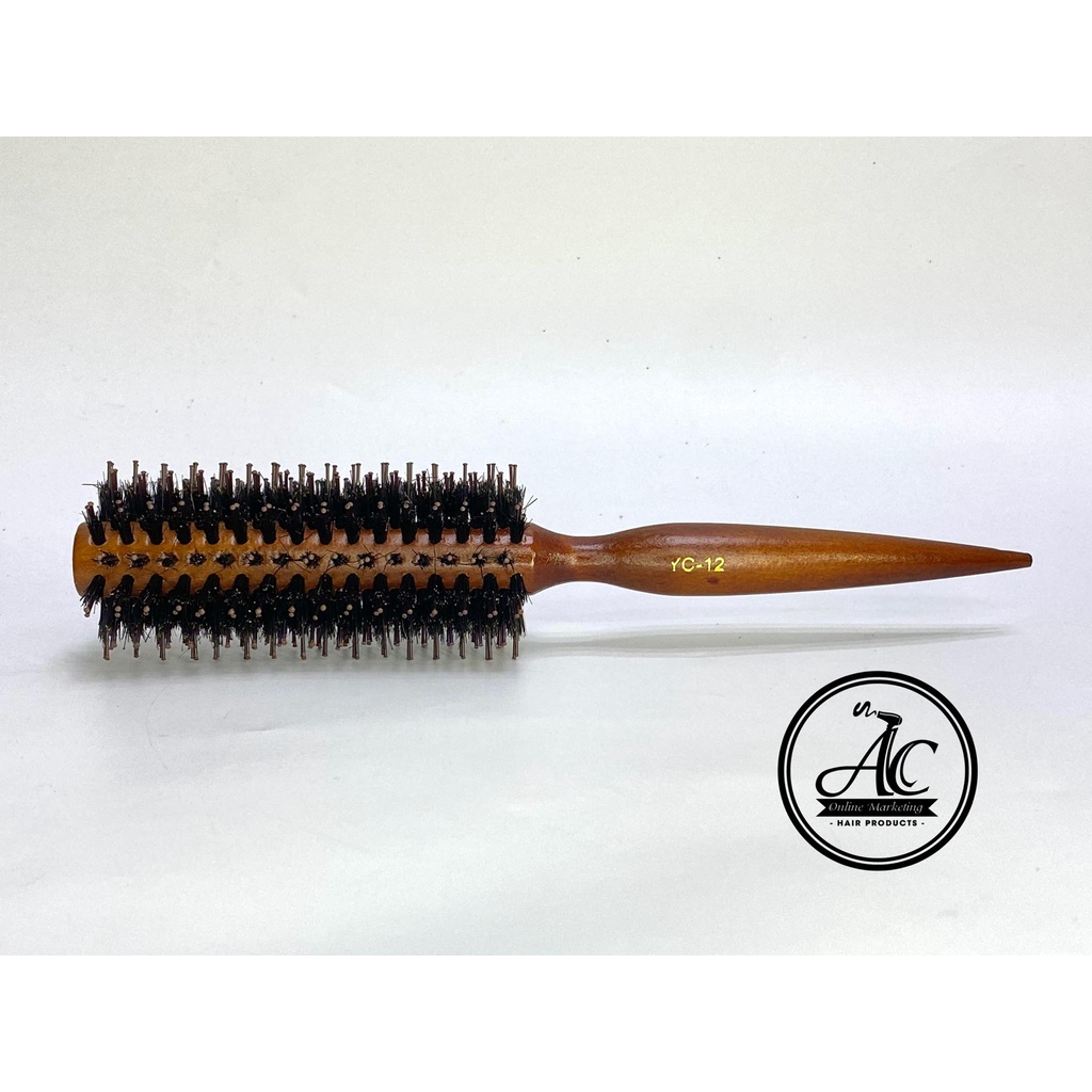 Wooden Rolling Comb Hair Brush Hair Comb Anti-Static Round Comb Blower ...