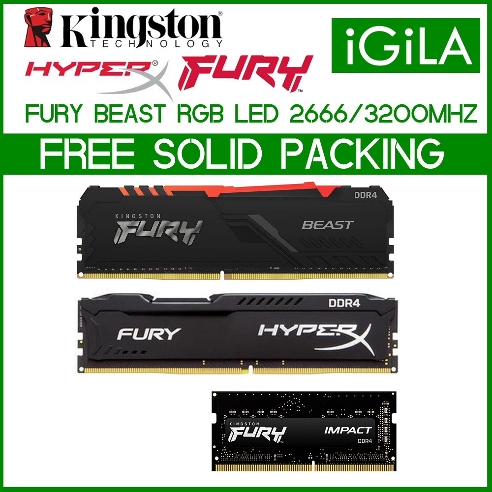 Kingston HyperX FURY BEAST / IMPACT 4GB 8GB 16GB DDR4 2400/ 2666/ 3200/ 3466 Mhz Desktop GAMING ...