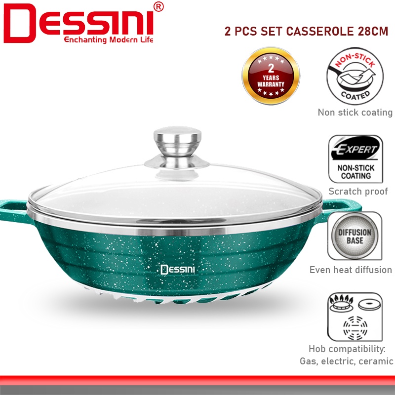 【ORIGINAL】 DESSINI ITALY 28CM Casserole Die Cast Aluminium Non Stick ...